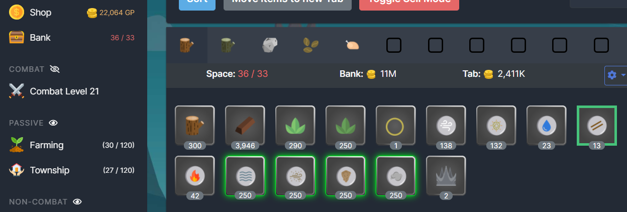 Bug Township Reward Gives More Items Than My Bank Has Space For · Issue 3531 · Melvoridle 