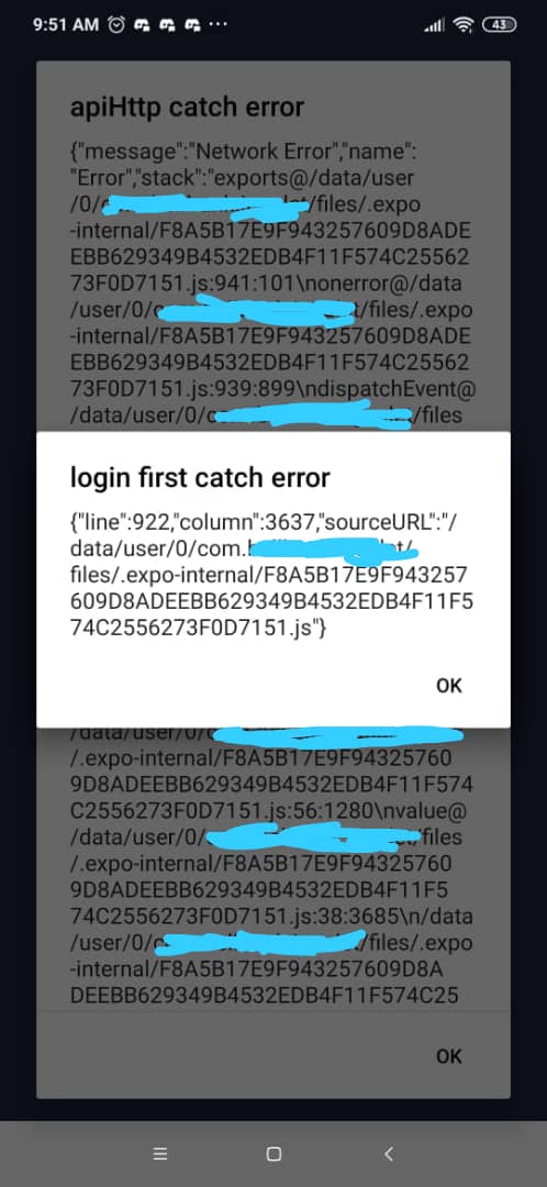 Expo files error on production with Xiaomi Redmi phones: /data/user/0 ...