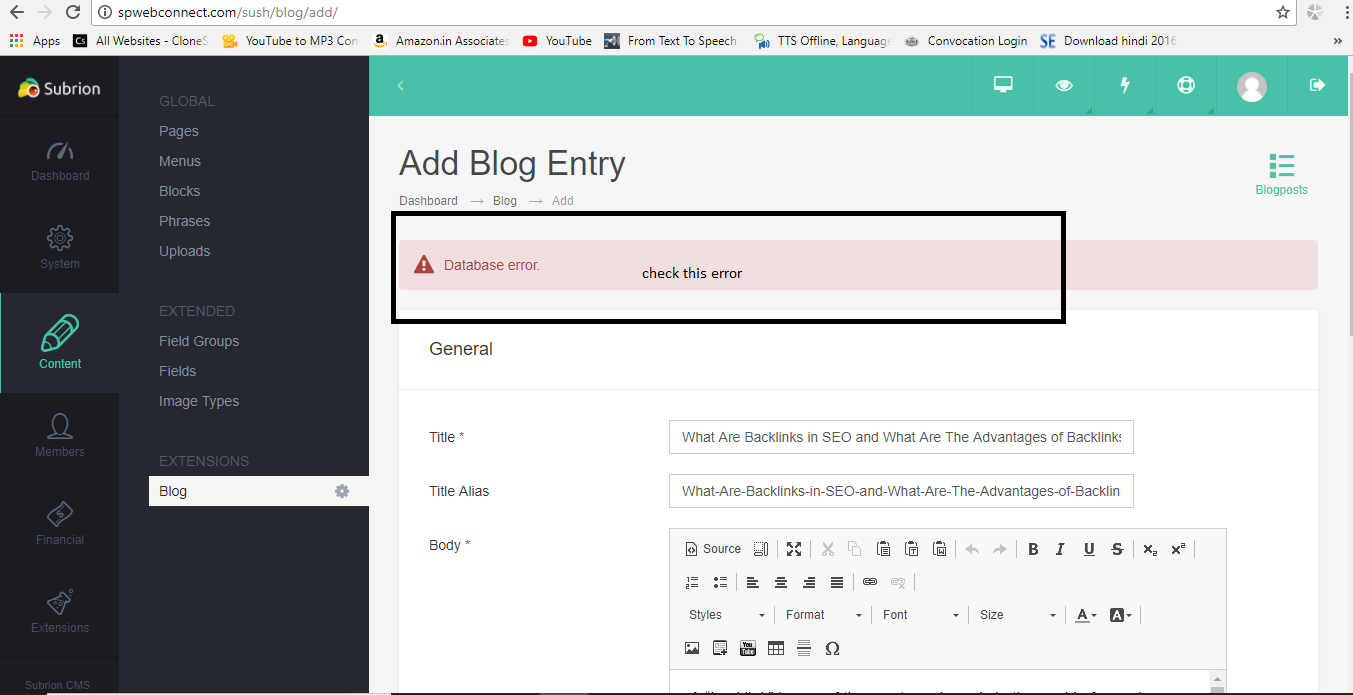 Database error. · Issue #647 · intelliants/subrion · GitHub