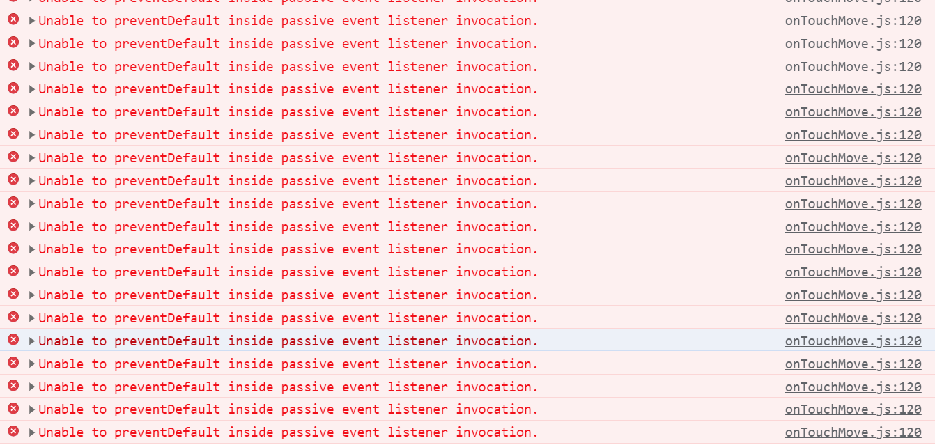 Unable to preventDefault inside passive event listener invocation. · Issue #3522 · nolimits4web ...