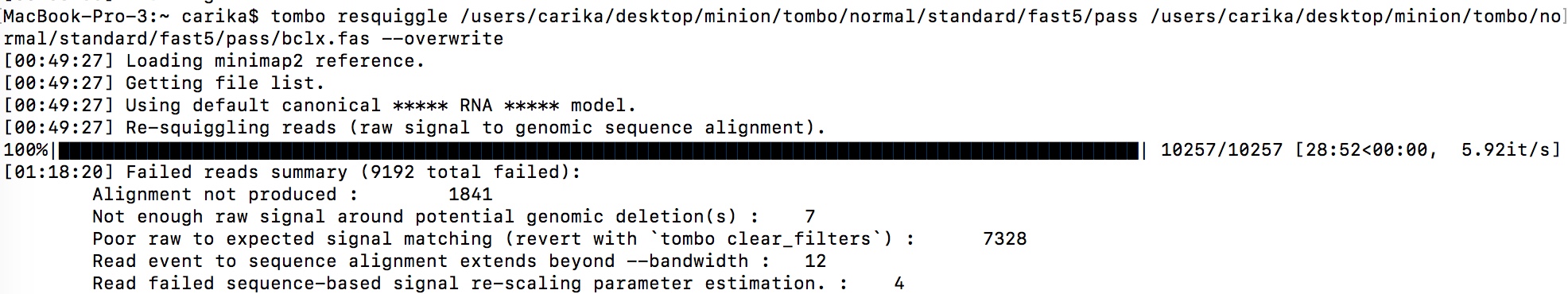 Resquiggle on Tombo 1.3 failing 90% of reads - only 28% failed on older version of Tombo · Issue ...