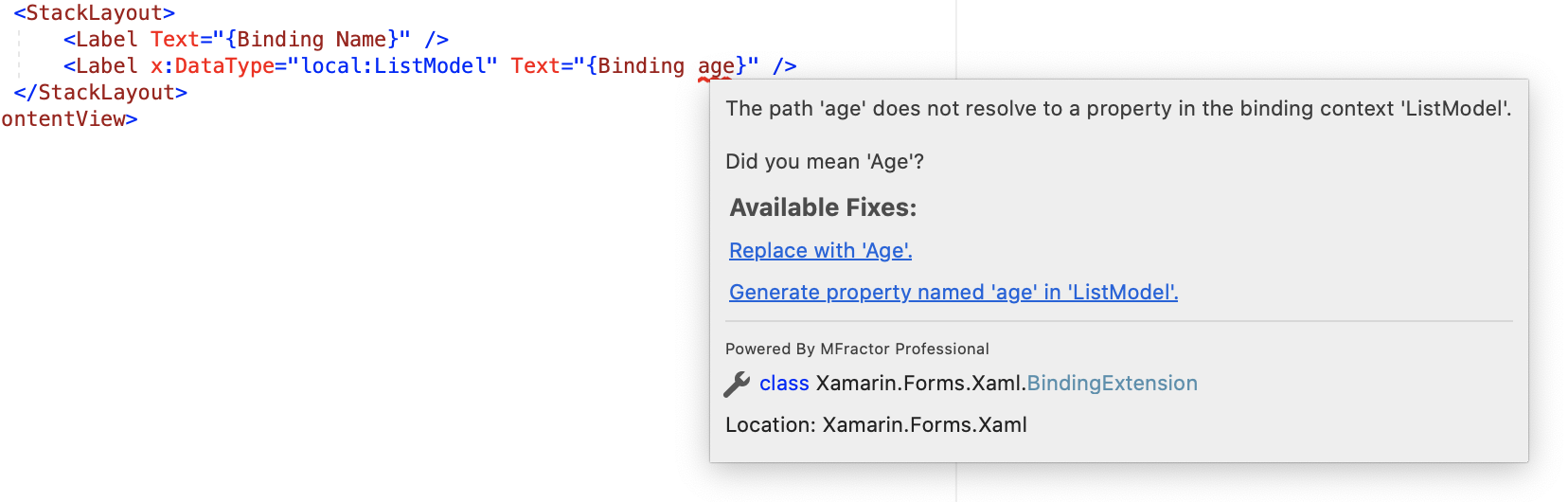 Get binding IntelliSense using x:DataType provided at the root level · Issue #201 · mfractor ...