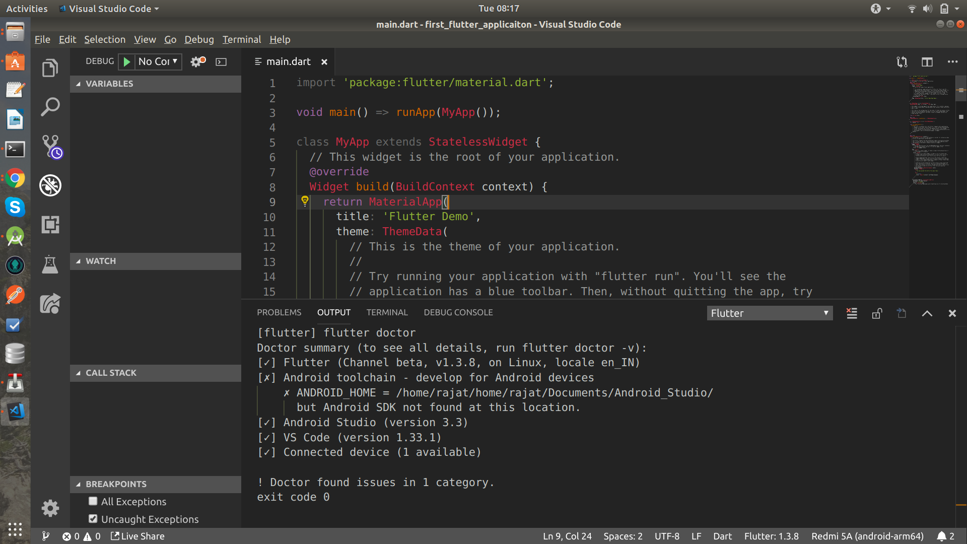 Unable to locate a development device; please run 'flutter doctor' for ...
