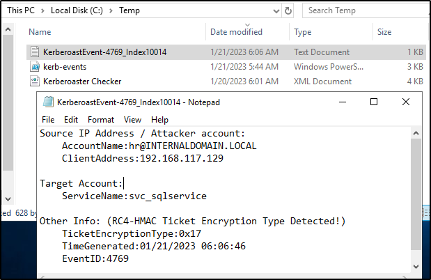 GitHub - ejrmj12/KerberoastDetectNAlert: A powershell script to detect a possible Kerberoasting ...