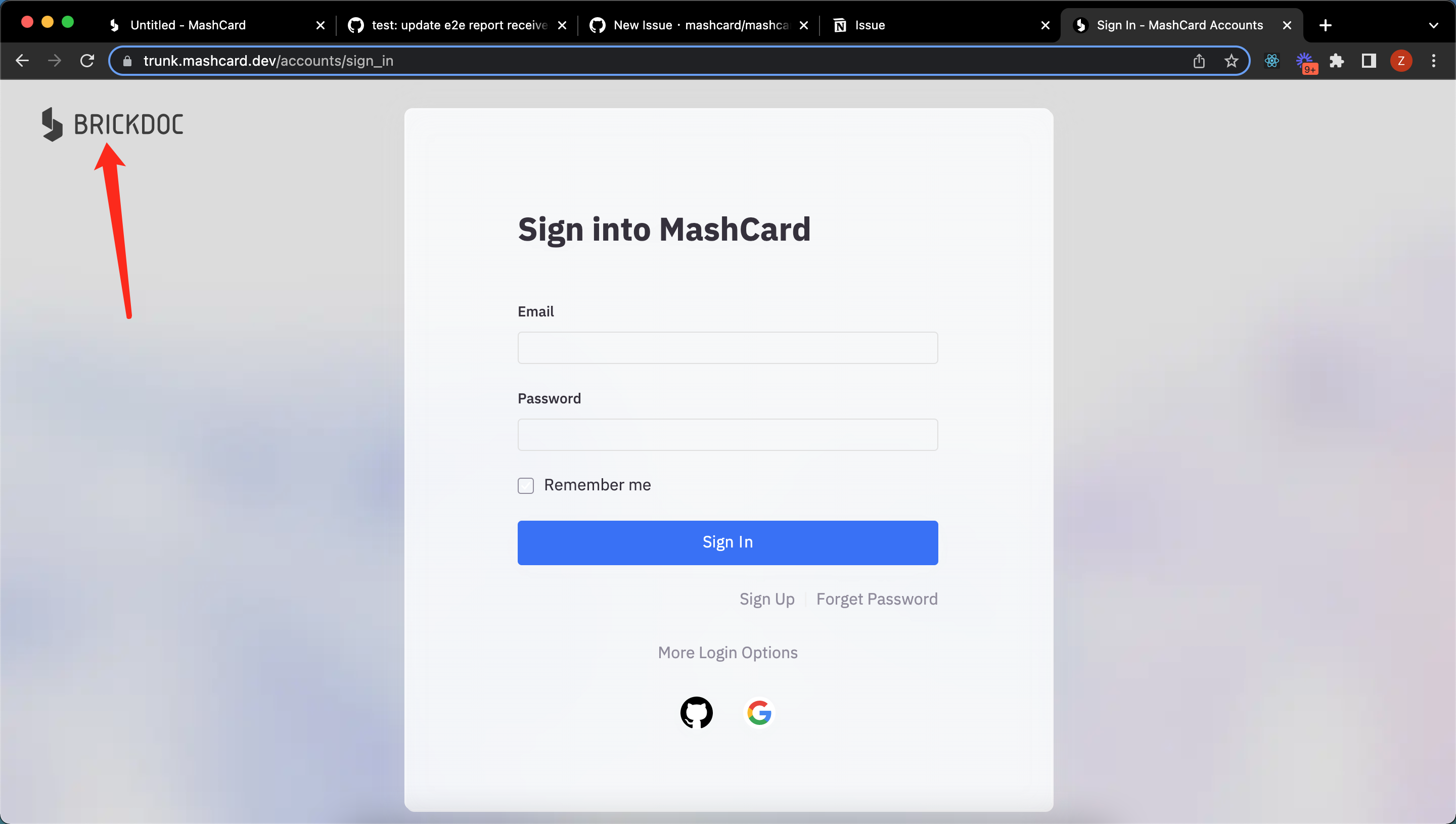 logo should be Mashcard, but not Brickdoc · Issue #242 · pleisto ...