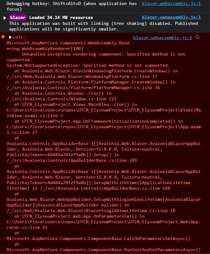AvaloniaUI Web "An unhandled error has occurred" · AvaloniaUI Avalonia · Discussion #9536 · GitHub
