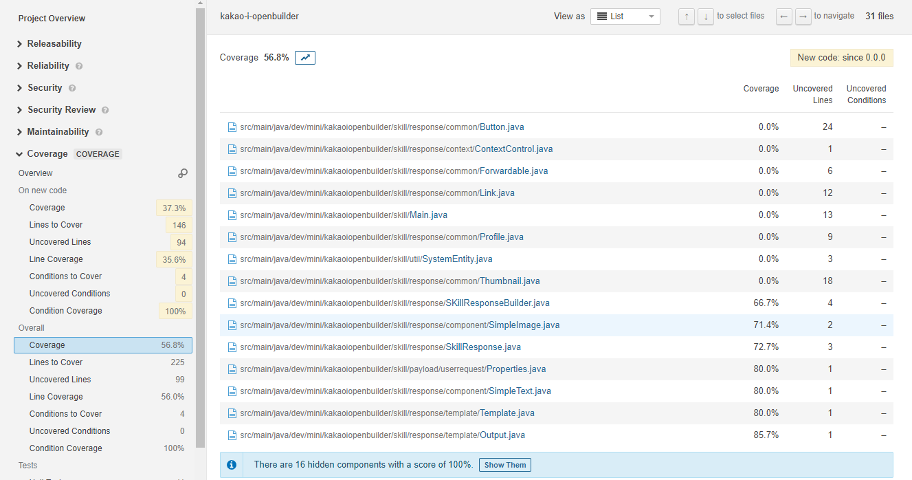 fix: Sonarcloud에서 Coverage가 잘못 측정되는 오류 · Issue #78 · ossmini/Kakao_I_OpenBuilder_Library · GitHub