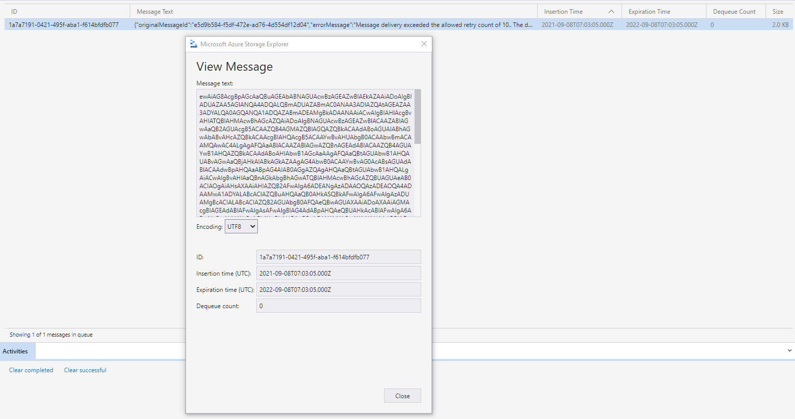 Azure Storage Explorer can not correctly display content of message ...