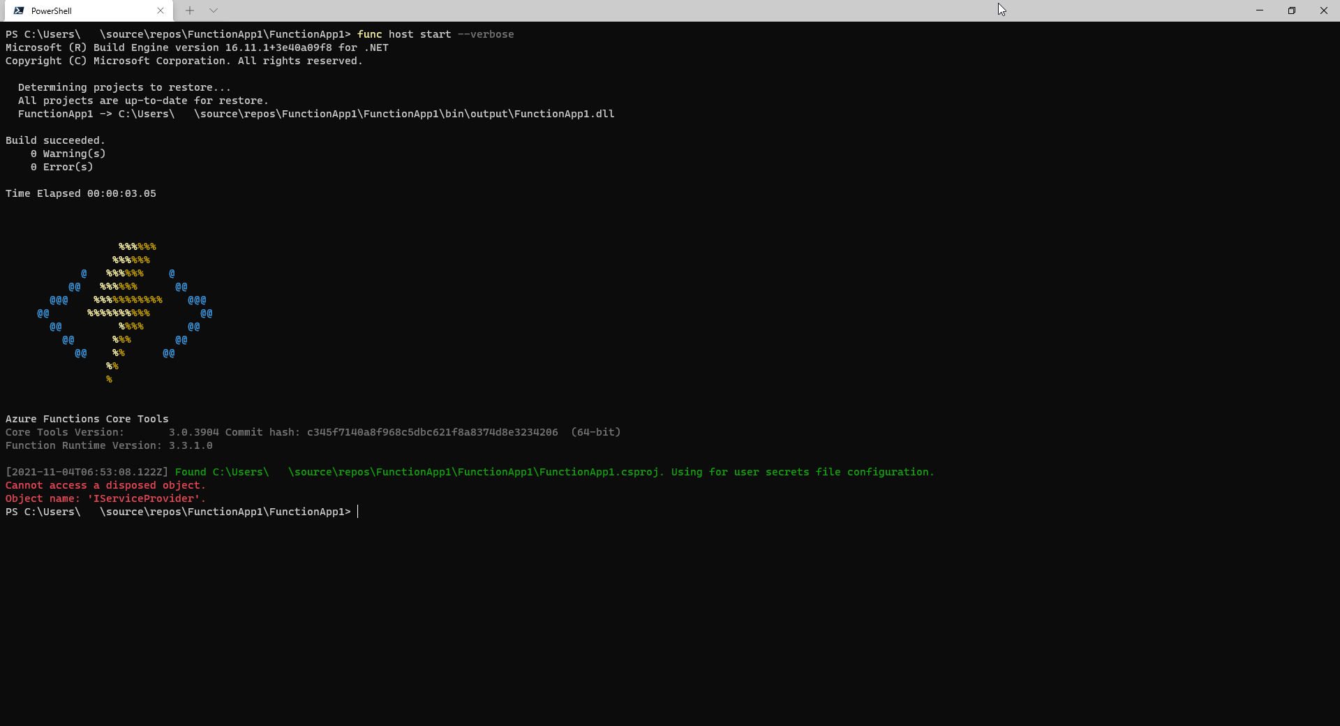 '"CORSCredentials": true' gives "Cannot access a disposed object. Object name: 'IServiceProvider ...