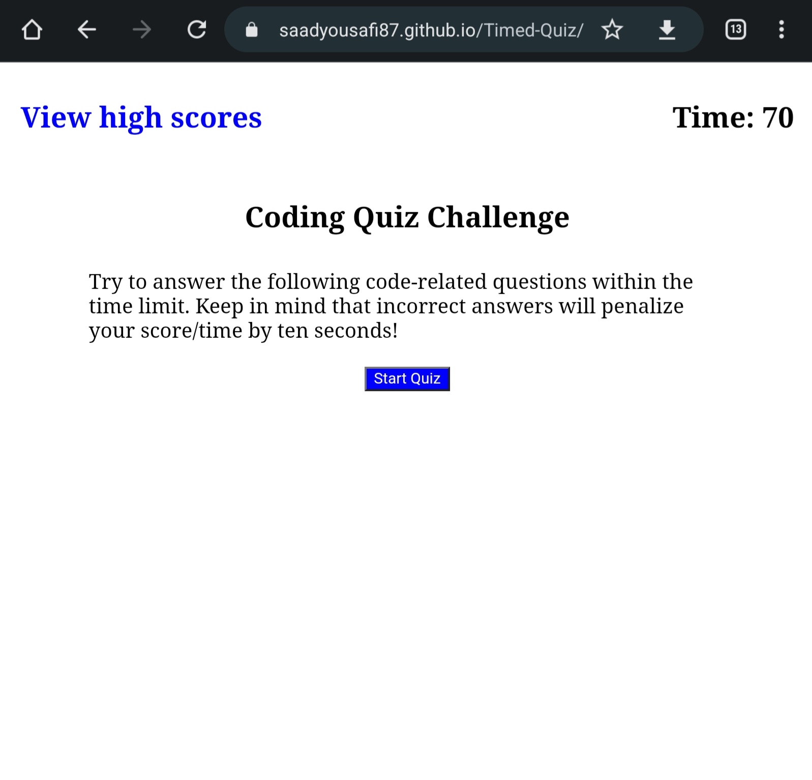 GitHub - SaadYousafi87/Timed-Quiz