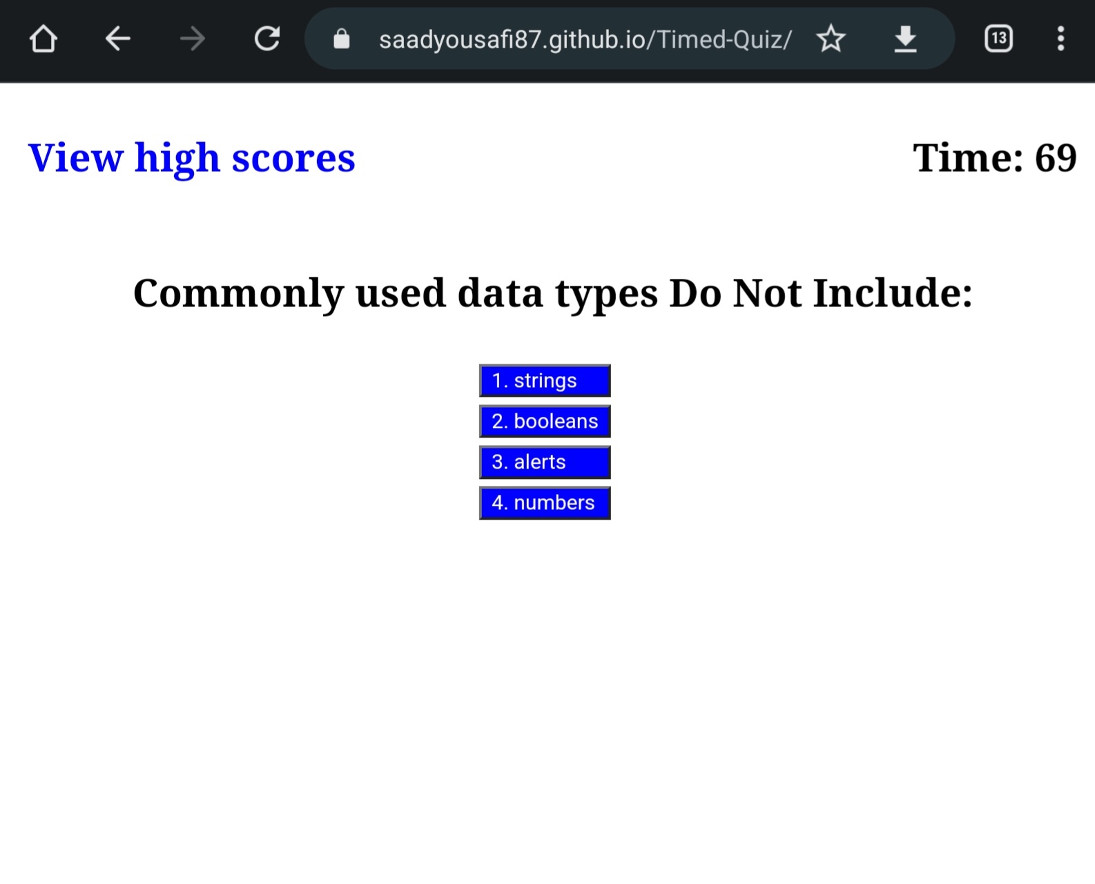 GitHub - SaadYousafi87/Timed-Quiz