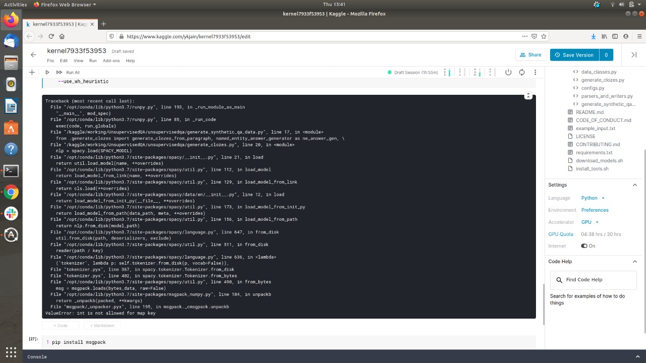 While installing the requirements.txt file · Issue #10 · facebookresearch/UnsupervisedQA · GitHub