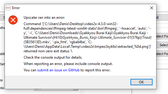 Frame extraction error · Issue #271 · k4yt3x/video2x · GitHub
