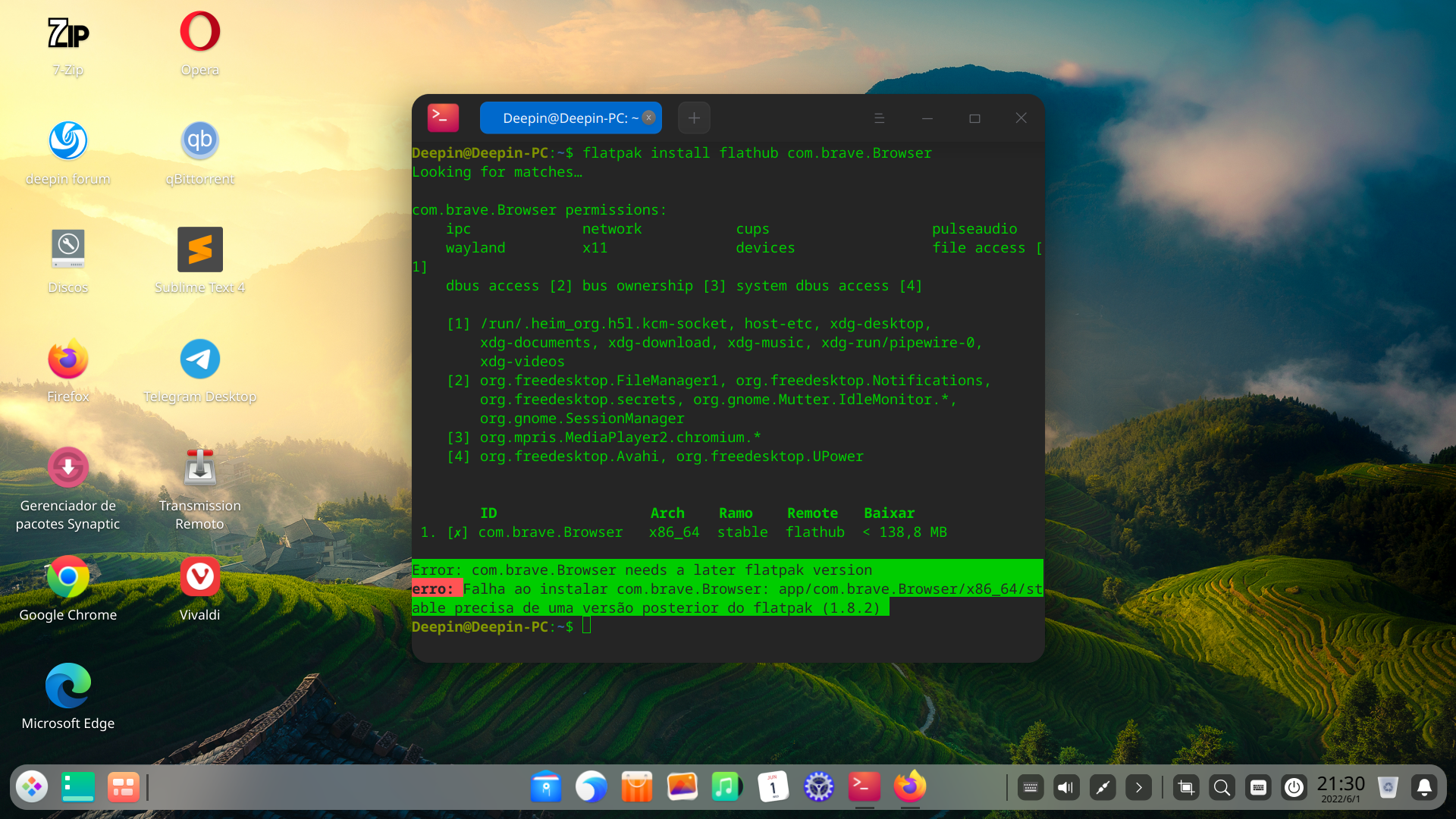 Brave browser does not install in flatpak version on Distro Deepin 20.6 · Issue #3211 ...
