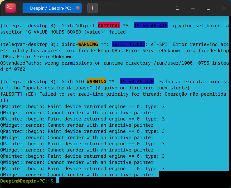 Error message after opening Telegram via terminal in Distro Deepin 20.6 · Issue #24569 ...