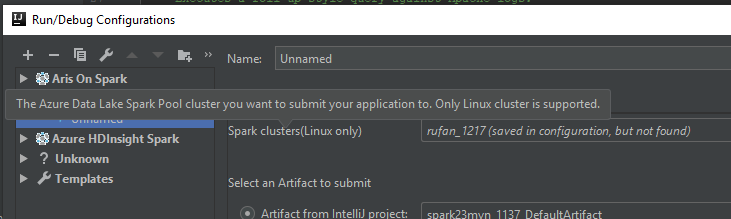 [IntelliJ] [Spark on ADL] Tooltip should not include hdinsight in configuration dialog · Issue ...