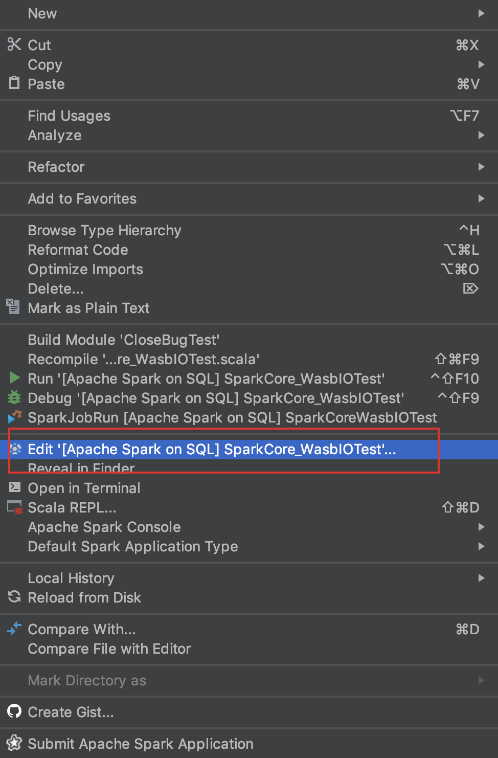 [IntelliJ][RunConf] Could create sql server big data config file continually from context menu ...