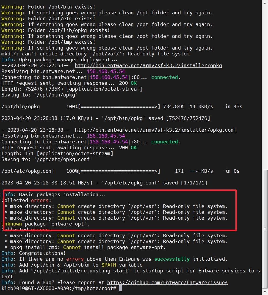 Install on Asus stock firmware Cannot create directory `/opt/var': Read-only file system ...