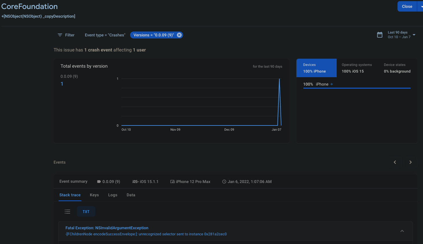 Fatal Exception: NSInvalidArgumentException -[__NSDictionaryM encodeSuccessEnvelope ...