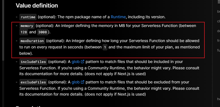 Serverless Function (memory and maxDuration) configuration is not available · Issue #109 ...