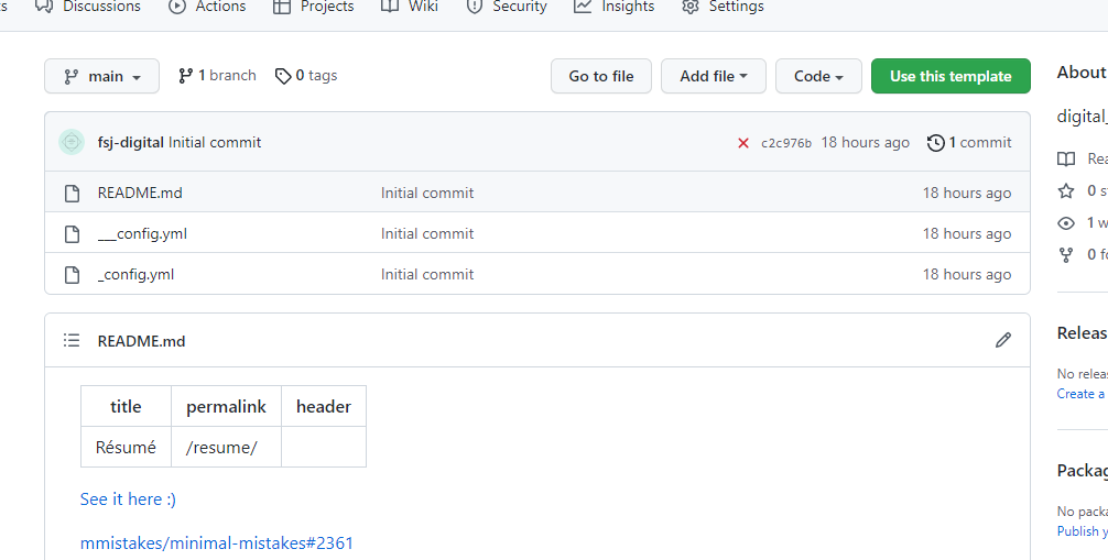 broken page at github-pages - though i have added index.html in the root level of the branch ...