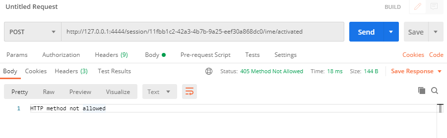 [🐛 Bug]: HTTP method not allowed for IME · Issue #10573 · SeleniumHQ/selenium · GitHub