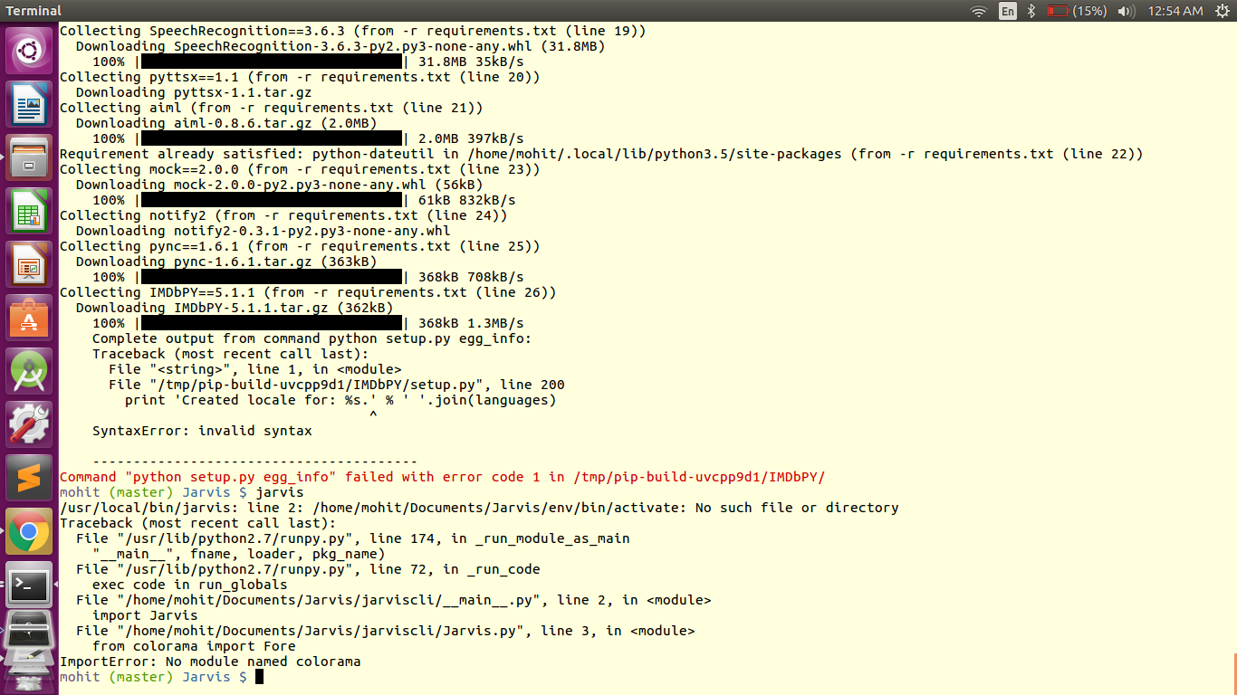 Unable to load Jarvis. On running "jarvis" command. · Issue #201 · sukeesh/Jarvis · GitHub