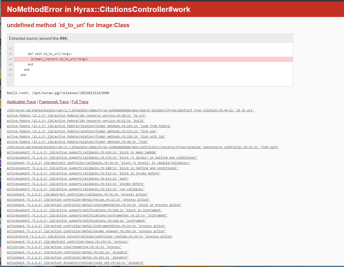 citation button on work show page displays "NoMethodError in Hyrax::CitationsController#work ...