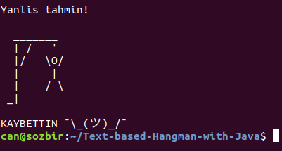 GitHub - cansozbir/Text-based-Hangman-with-Java: Java ile yaptığım yazı ...