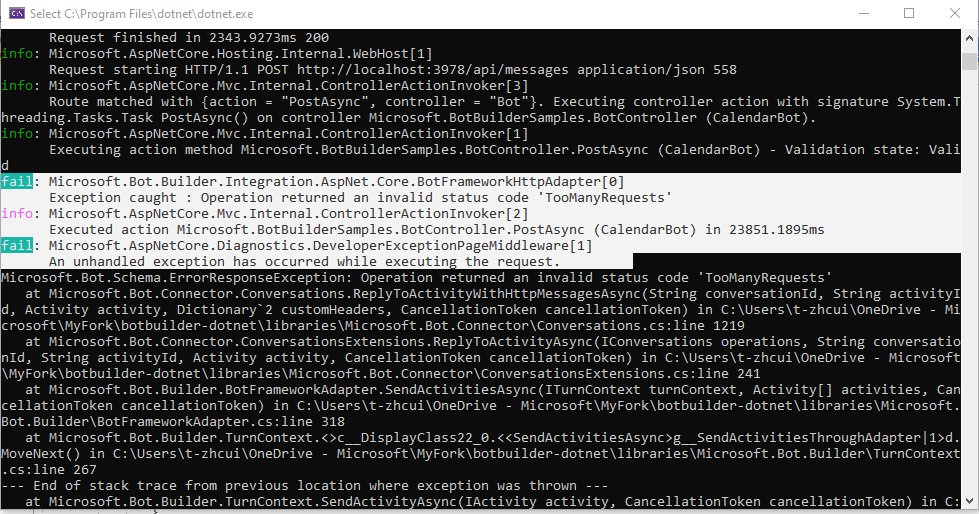 [Adaptive] TooManyRequests Exception should not happen when sending five identical cards in a ...