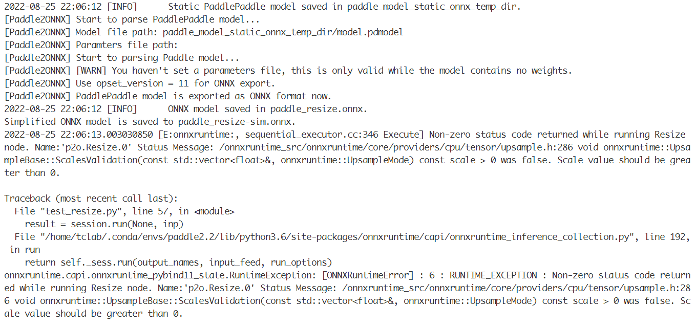 动态 batchsize 下的 resize 算子无法通过 OnnxRuntime 推理 · Issue #877 · PaddlePaddle/Paddle2ONNX · GitHub