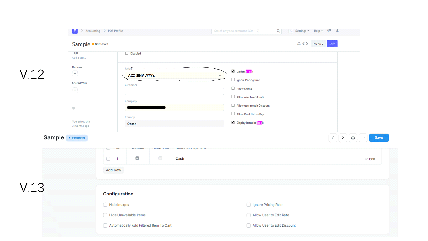 stock setting isn't found in POS profile after upgrade to version 13 · Issue #25272 · frappe ...