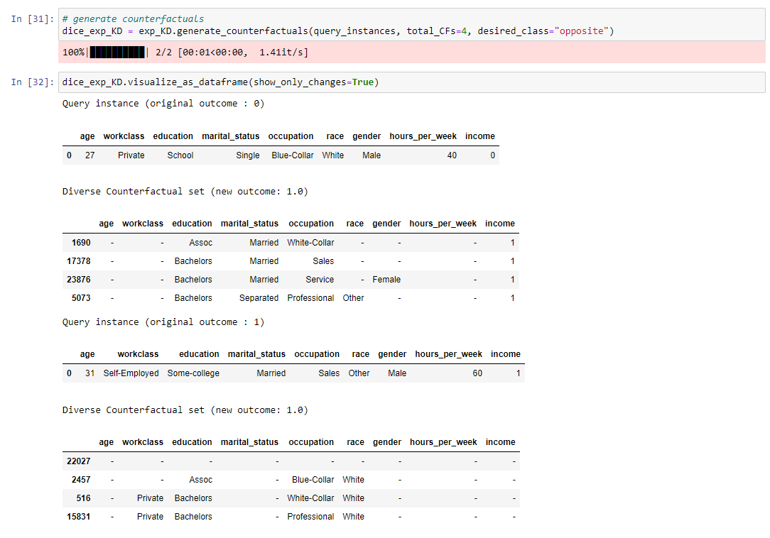 Generating opposite class does not work as expected · Issue #215 · interpretml/DiCE · GitHub