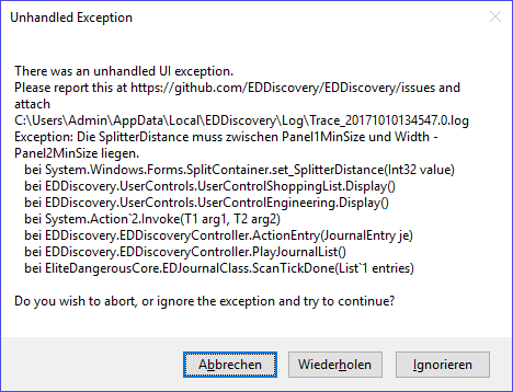 Splitterdistance not between Panel1MinSize and Width - Panel2MinSize · Issue #1378 · EDDiscovery ...