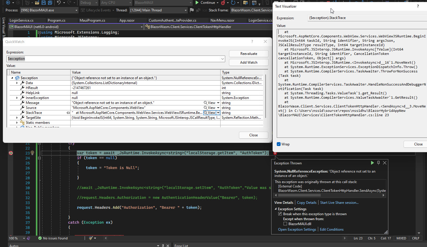 [BUG] DelegatingHandler in Blazore Hybrid(MAUI) project throws error at IJSRuntime · Issue #1338 ...
