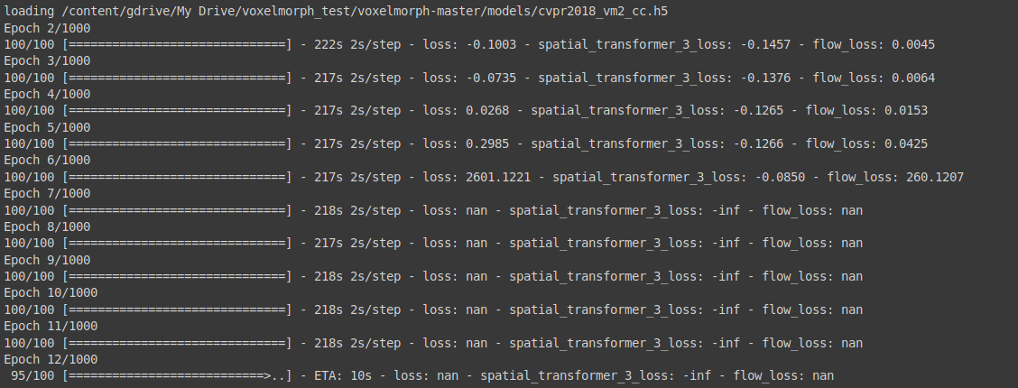 Training with ncc loss leads to nan and inf losses · Issue #127 · voxelmorph/voxelmorph · GitHub