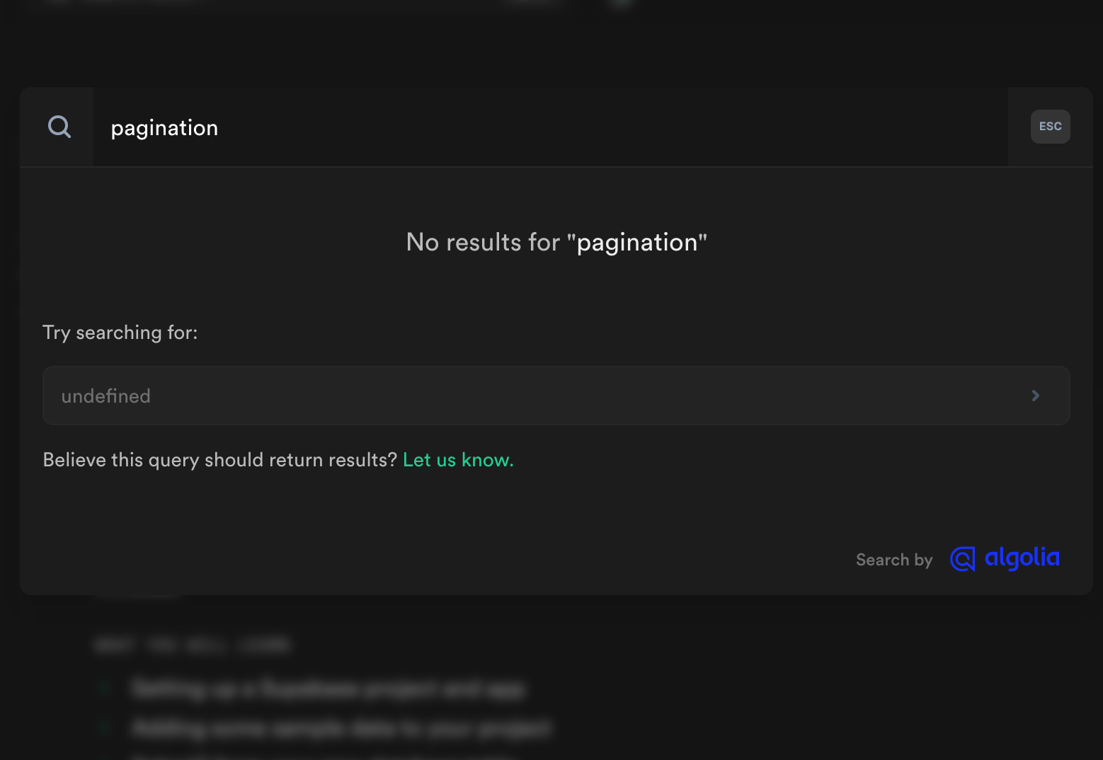 Unable To Search Docs With Query Pagination · Issue 12765 · Supabase Supabase · Github