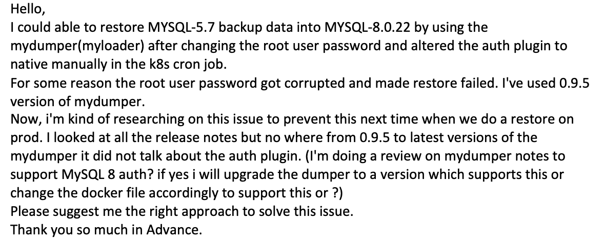 Mysql restore failed because of corrupted root user password. · mydumper mydumper · Discussion ...