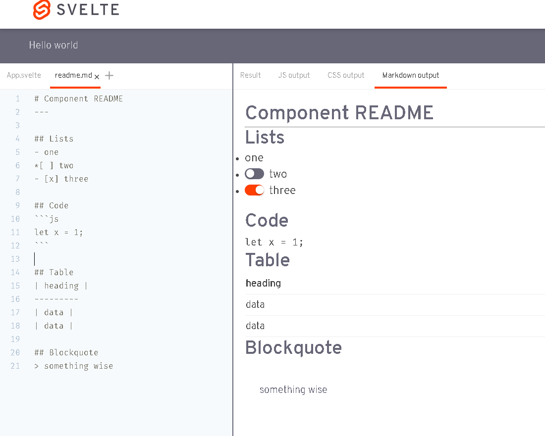 Support Markdown Files In Repl · Issue 73 · Sveltejssvelte Repl · Github