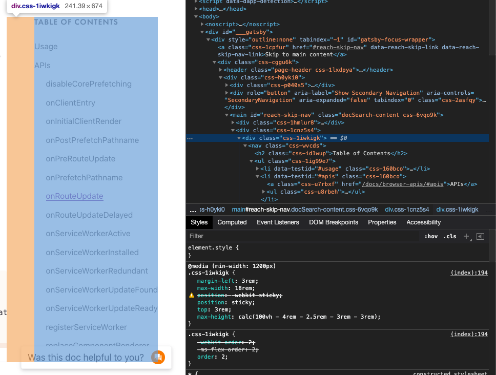 DOCS: Can't scroll sidebar menu, hash links don't work · Issue #27606 · gatsbyjs/gatsby · GitHub
