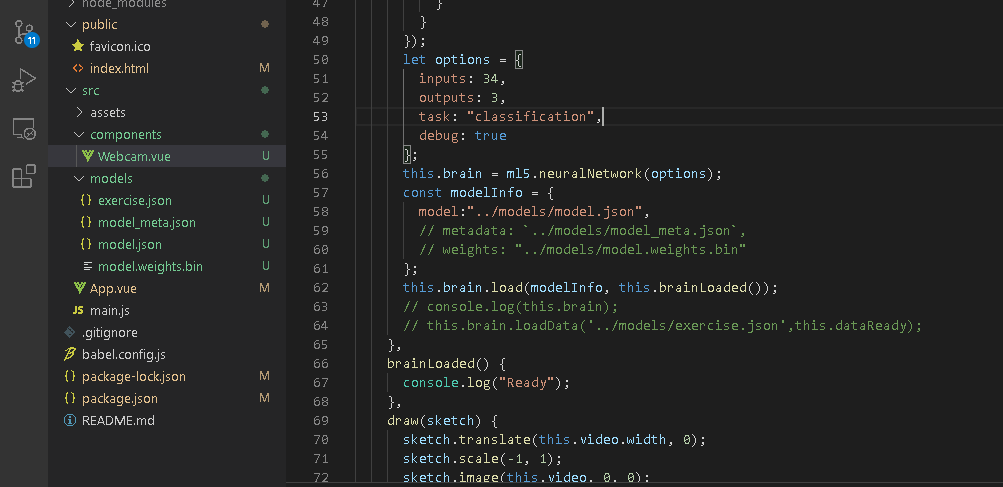 Unable to load model.json, model_meta.json and model.weights.bin in Vuejs · Issue #1234 · ml5js ...