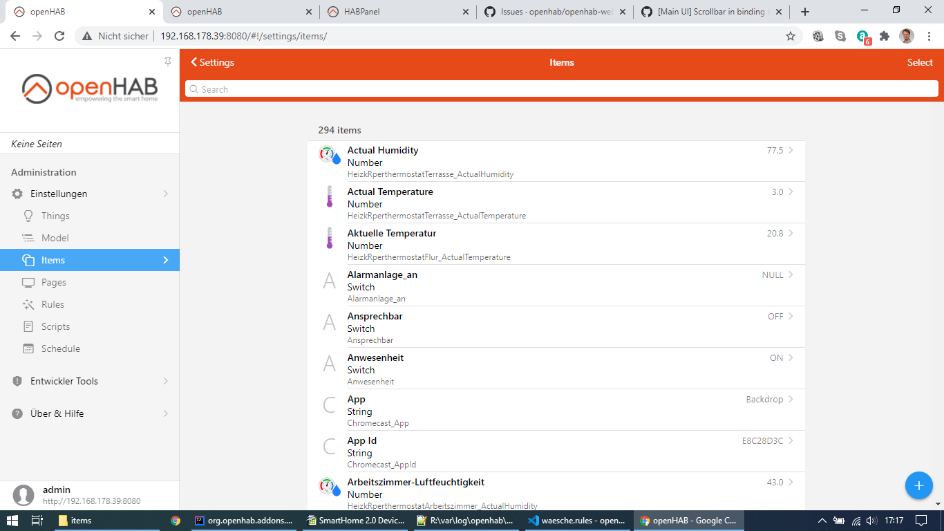 [Main UI] Scrollbar in the Items view is missing · Issue #752 · openhab/openhab-webui · GitHub