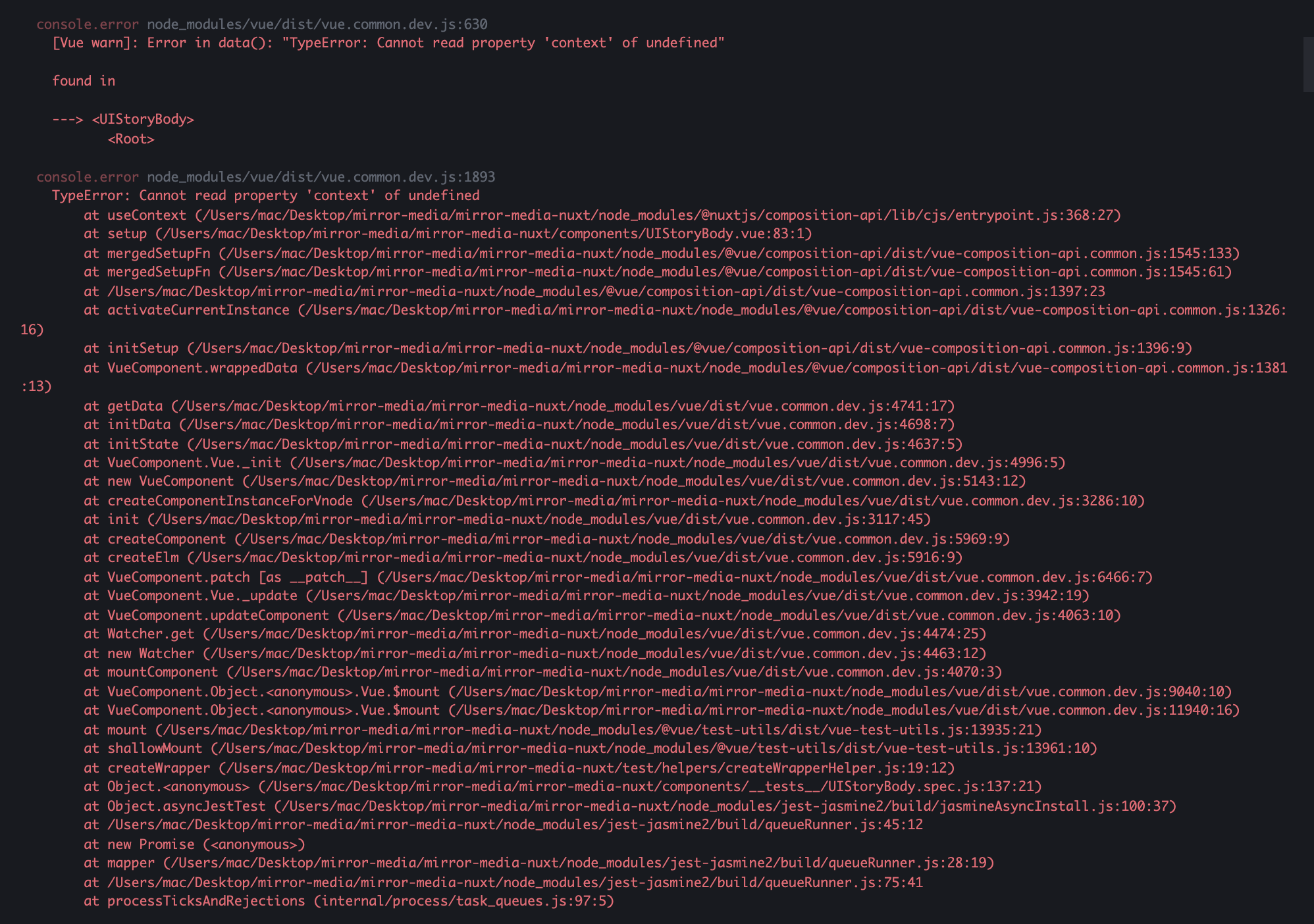 Fix Jest Test Reports Error When Encountering `usecontext` · Issue 248 · Nuxt Community 