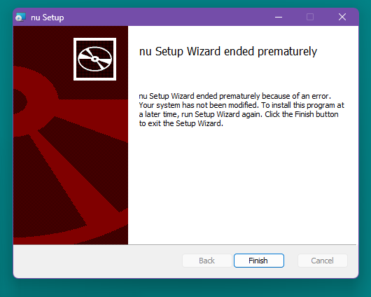 Windows Installer Upgrade Ended Prematurely Because Of An Error · Issue 9799 · Nushell 