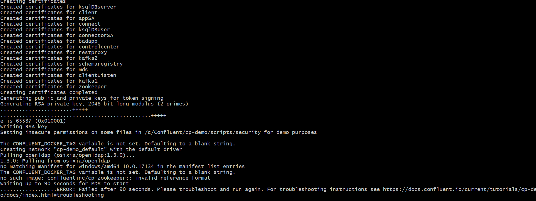 No such image: confluentinc/cp-zookeeper:: invalid reference format when running start.sh ...