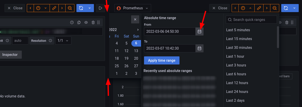 Date picker is partially hidden in Explore split pane view · Issue #46900 · grafana/grafana · GitHub