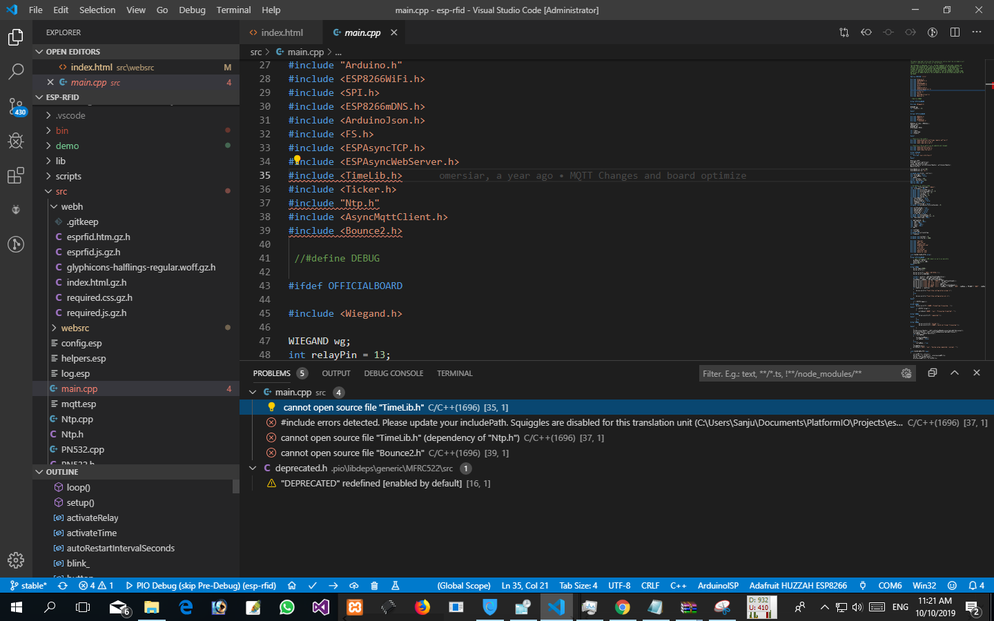 Compiling Error · Issue #327 · esprfid/esp-rfid · GitHub