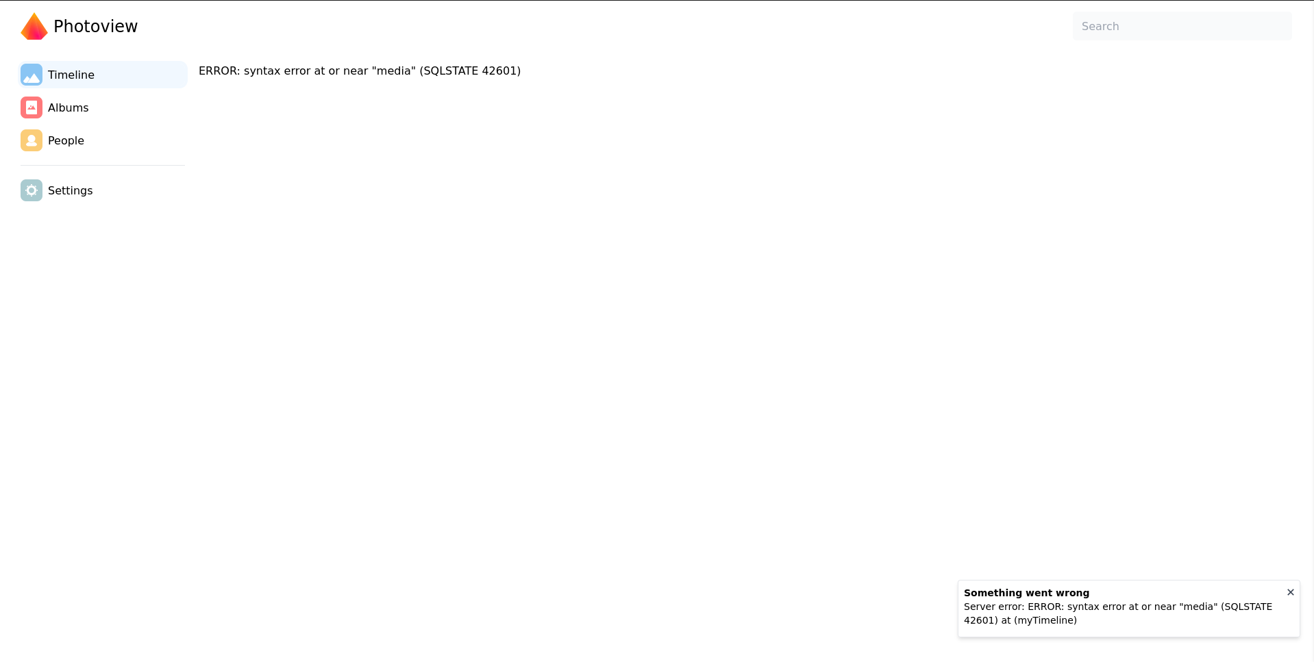 Server Syntax Error On Timeline Page Postgres · Issue 536 · Photoview Photoview · Github