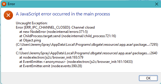 BUG: Error when resuming computer from sleep · Issue #414 · dbgate/dbgate · GitHub