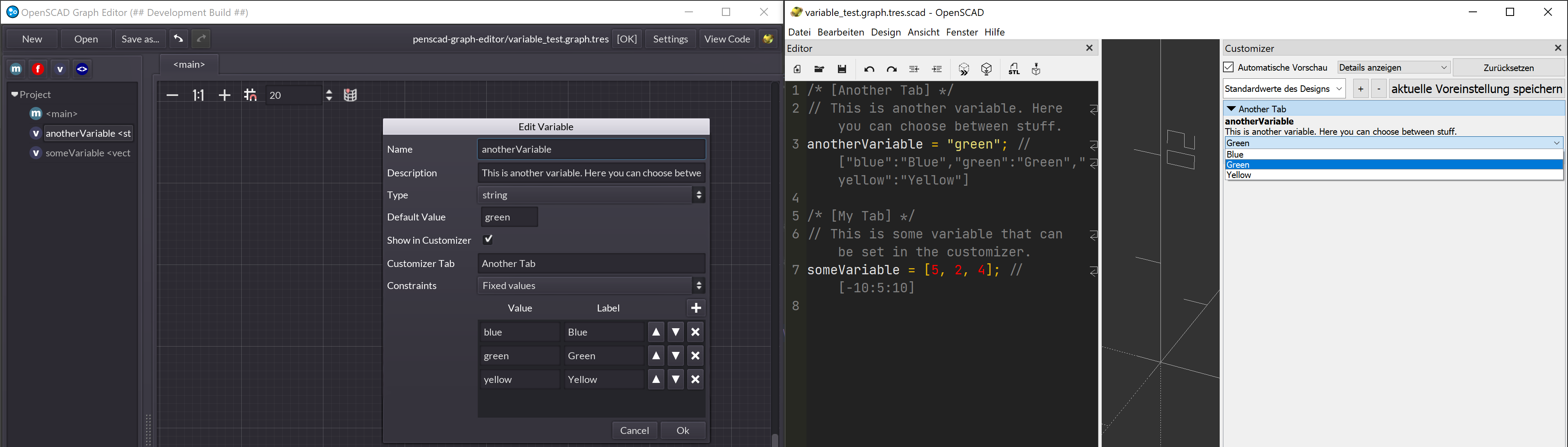 Add Support For Openscad Customizer · Issue 23 · Derkorkopenscad